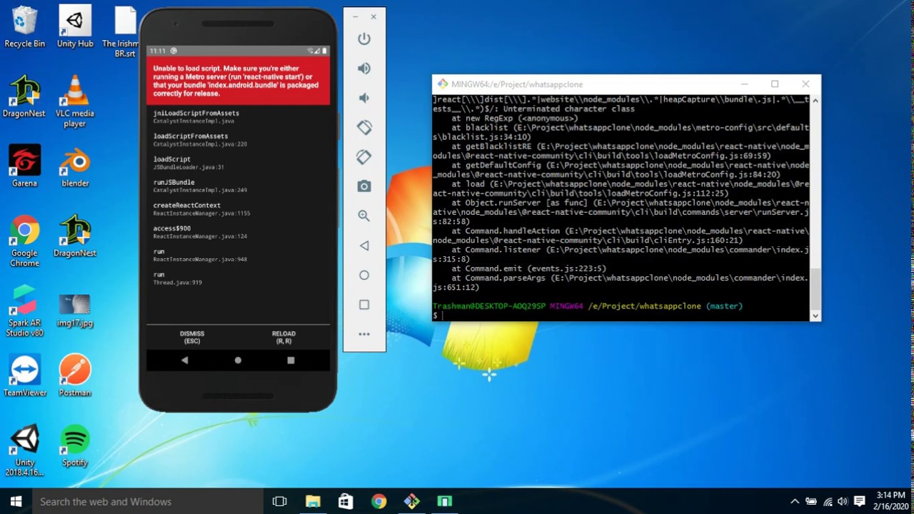 how to fix react native start error Invalid regular expression