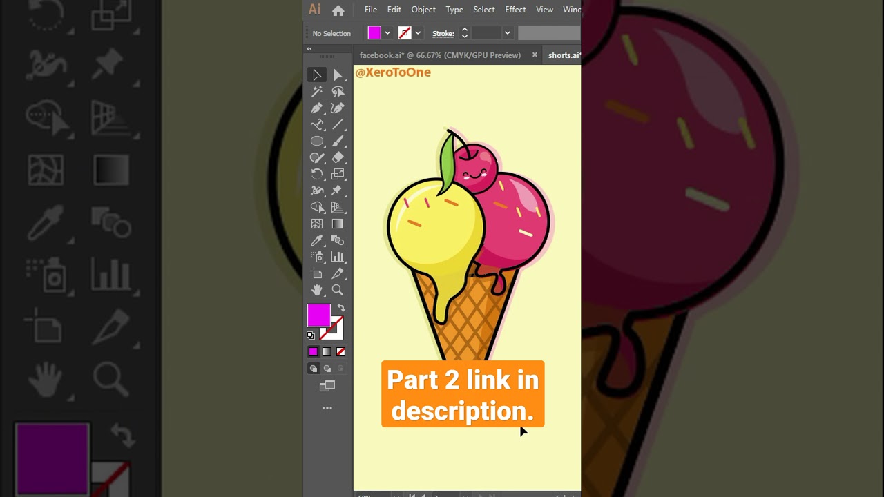 Cute flat icecream vector in illustrator Part 1 | Adobe Illustrator Quick Tutorials 2021 #shorts