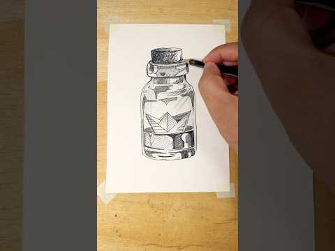 Tiny Paper Boat Trapped in a Bottle | Mind-Blowing Ink Art