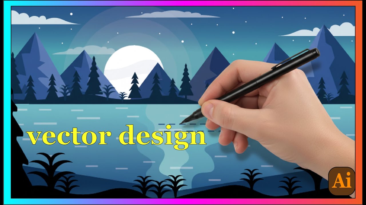 Modern Vector Landscape Illustration | Adobe Illustrator Digital Art | Dsign69x