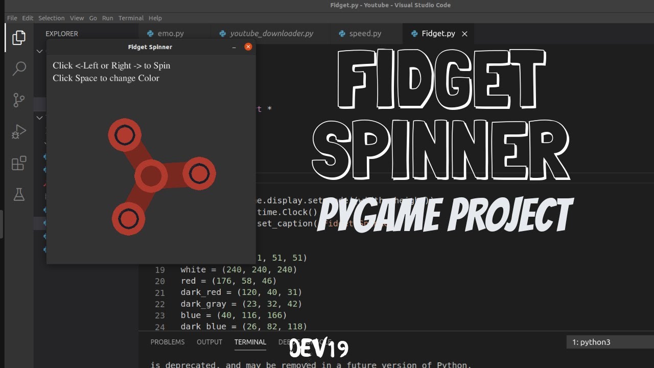 Fidget Spinner using PyGame | Python Scripts