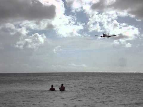 Huge plane landing at airport in Bonaire
