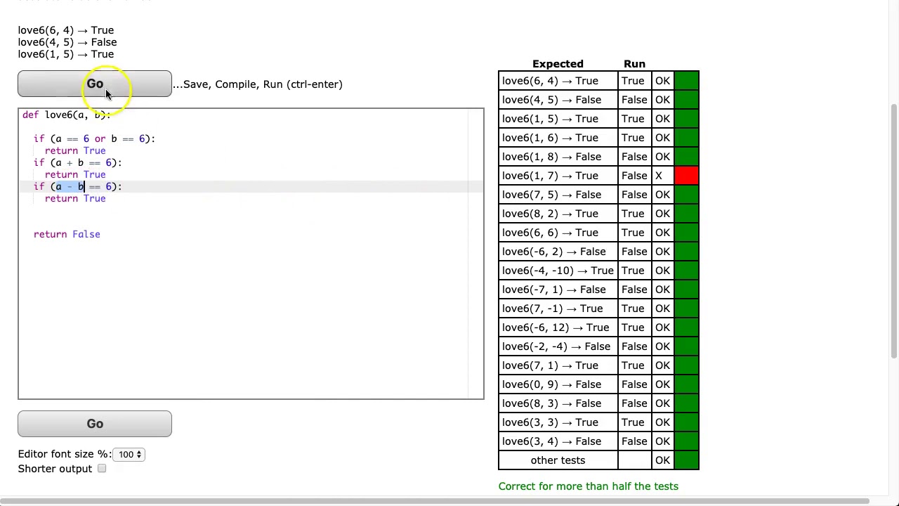 Codingbat - love6 (Python)