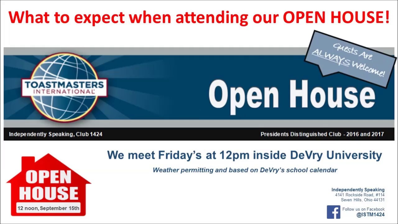 What to expect when attending our 9/15 Toastmaster open-house meeting!