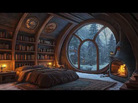 Let the Calm of City Rain and a Warm Fireplace Embrace You in a Serene Bedroom Escape from the Noise