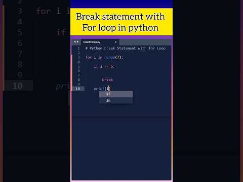 Break statement with for loop in python #coding #python #pythontutorial #shorts