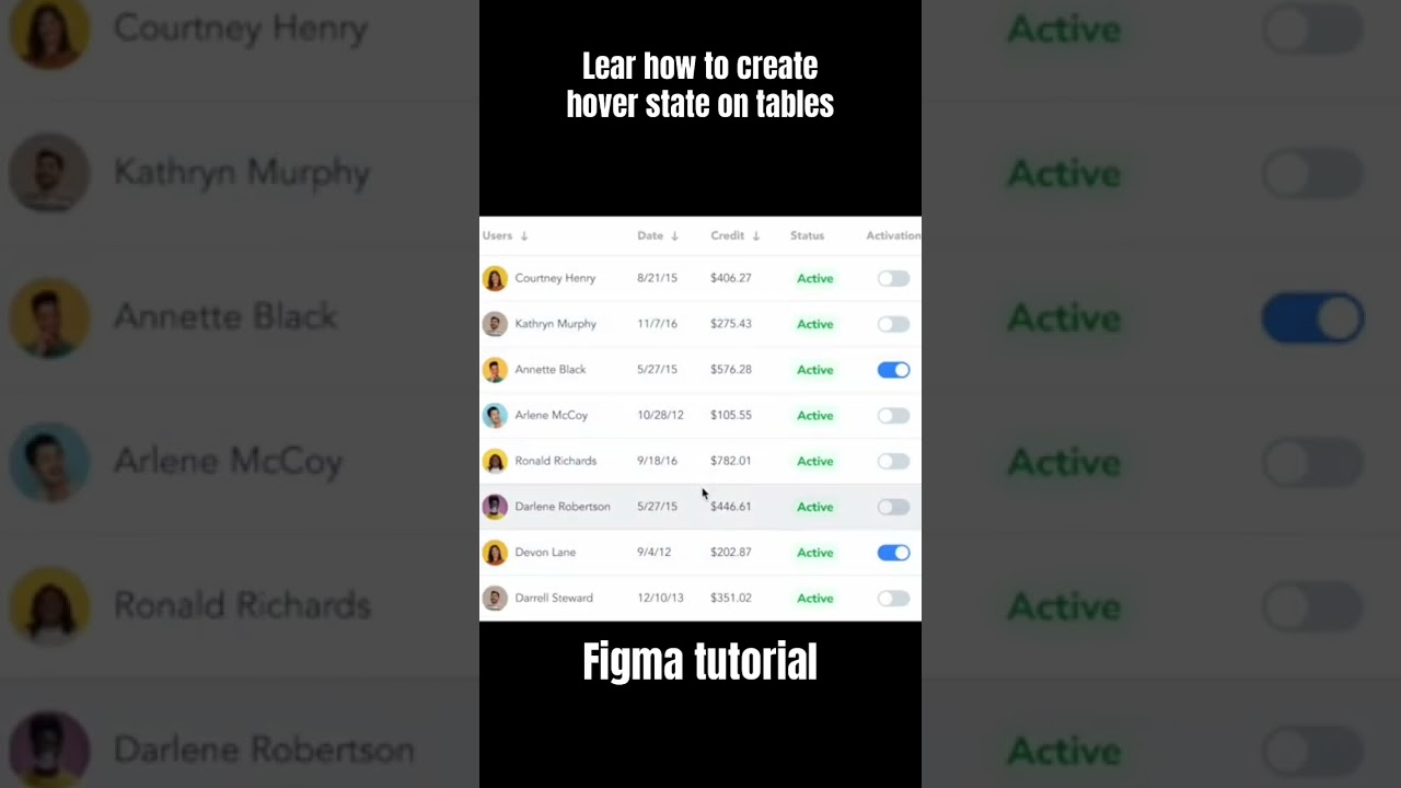Table Row Hover State in Figma #tutorial #figmadesign #design #ui #design #uxdesign