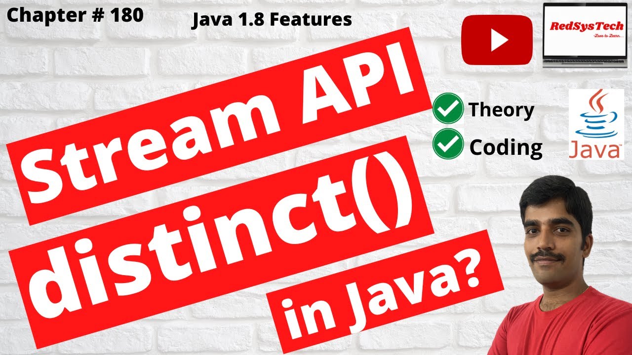 # 180 java stream distinct | java 8 stream distinct with example | distinct | java 8 | RedSysTech