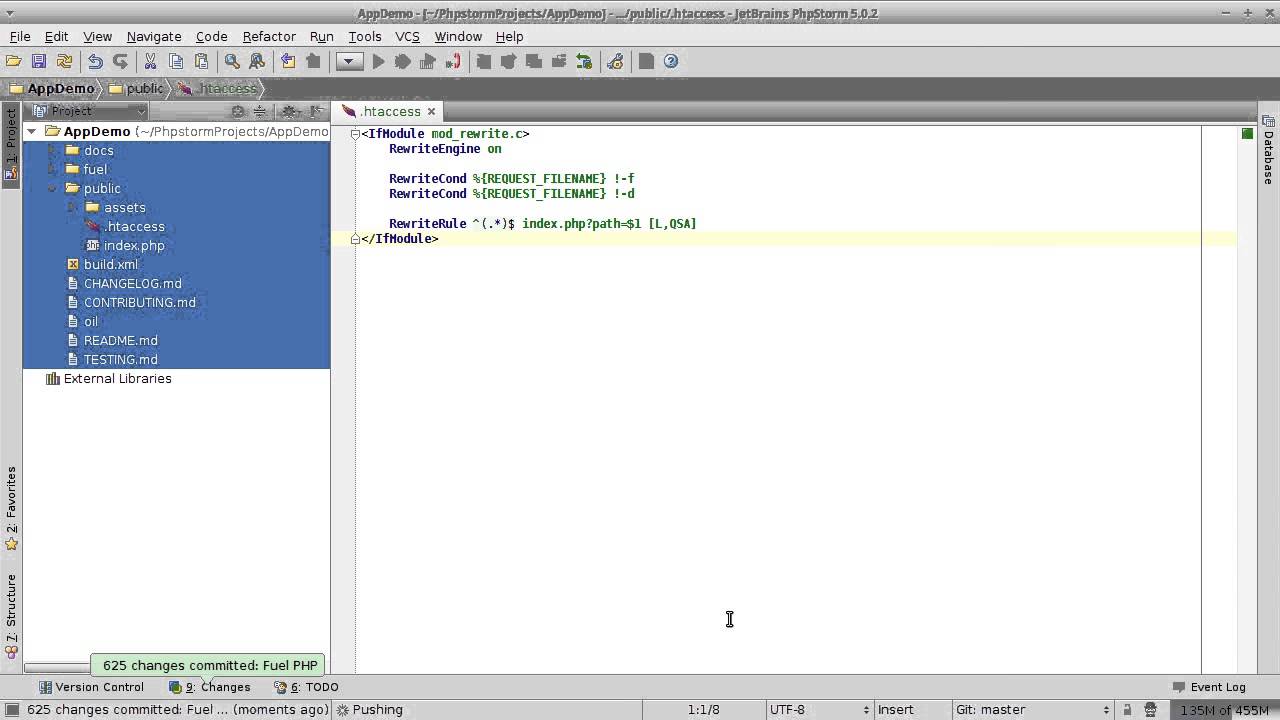 Install FuelPHP on fortrabbit with Git and PhpStorm