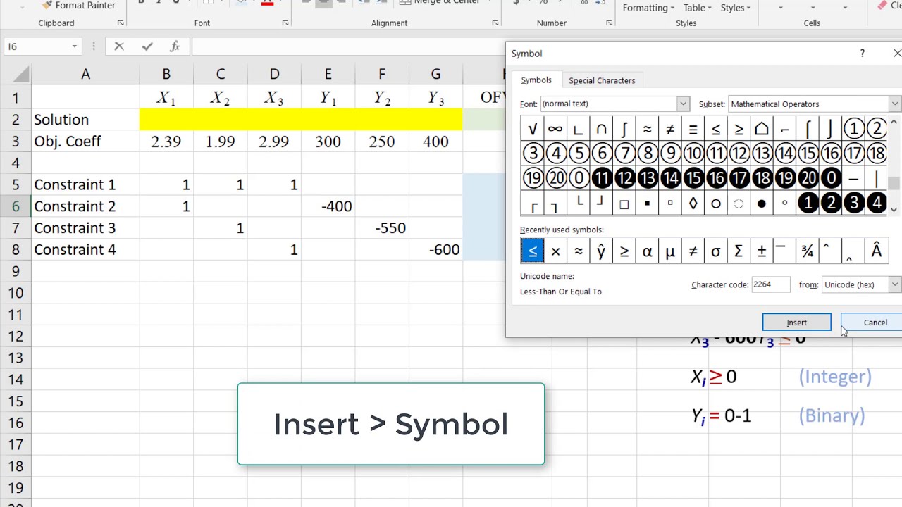 Solving Mixed Integer LP Problem in Excel