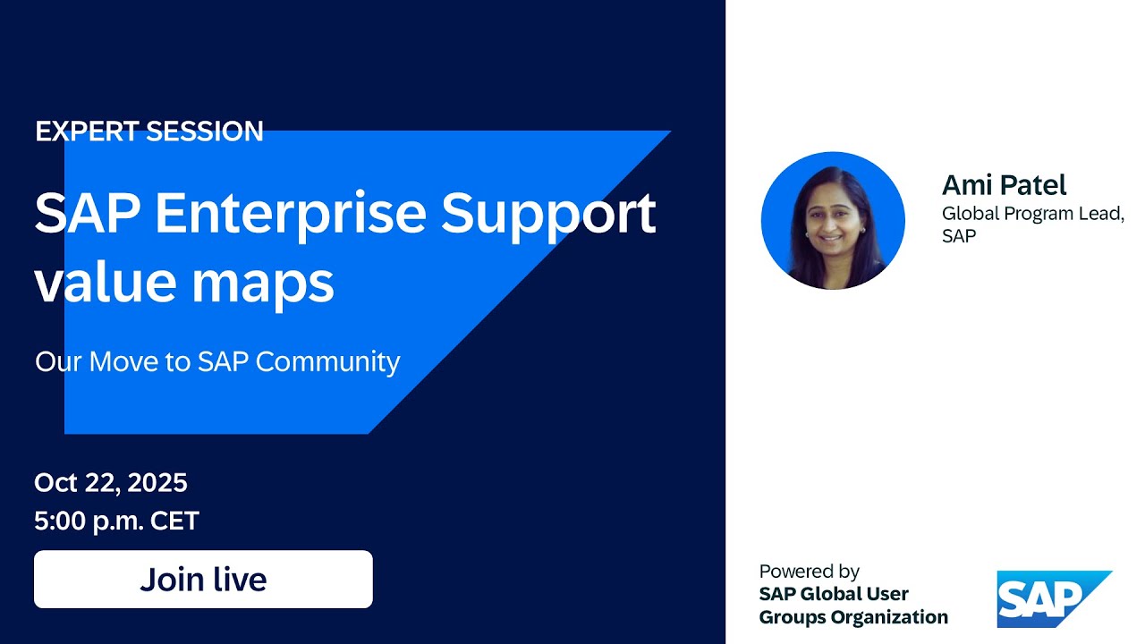 LIVE SESSIONS on SAP Enterprise Support value maps – Our Move to SAP Community