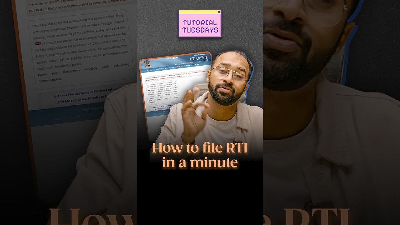 How to File RTI Application in 3 mins Online | Ft. @LegalSHOTS | #TutorialTuesdays Ep 6