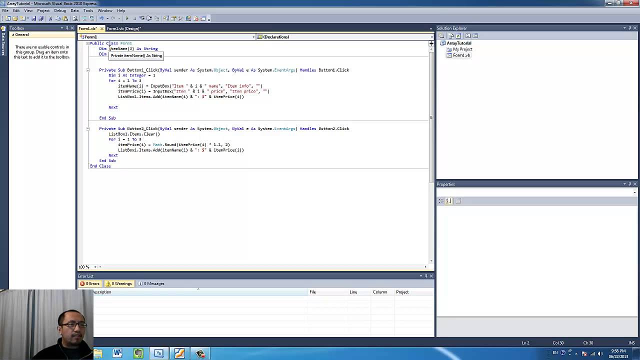 Visual Basic Programming lesson 11 - Arrays