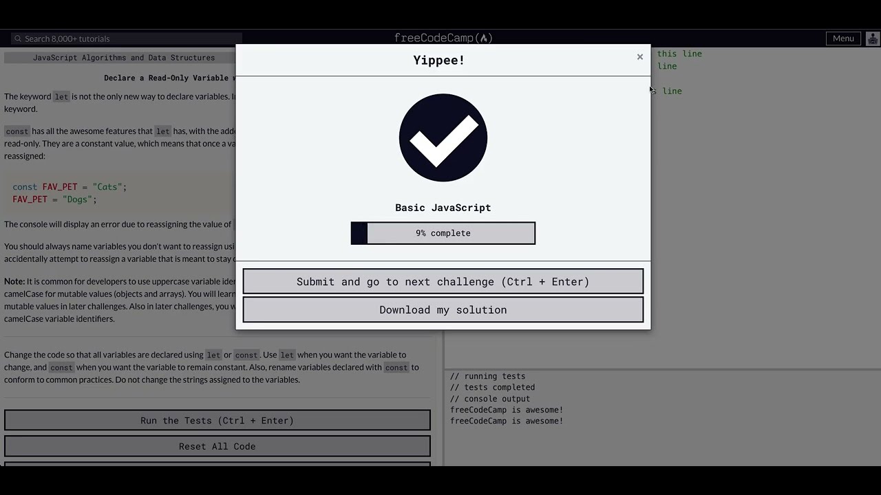 Declare a Read-Only Variable with the const Keyword - Free Code Camp Help - Basic Javascript - FCC
