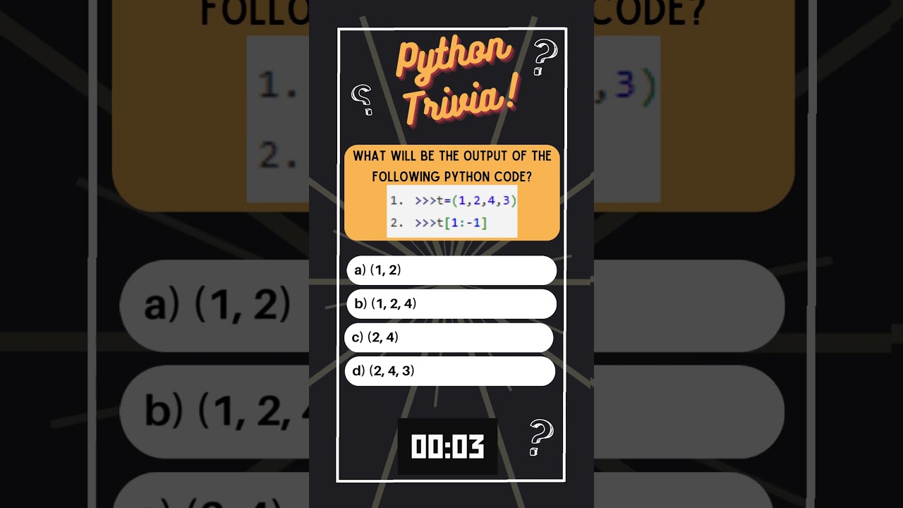 Python Trivia   Tuple 4 #coding #python #techcommunity #shorts #trending #viral #datascience