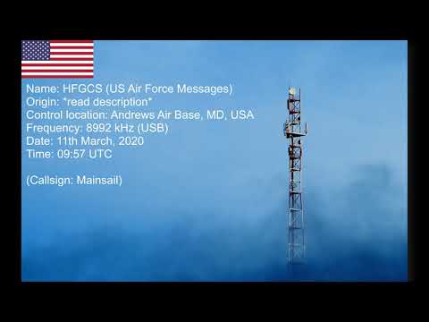 US Air Force Messages, "Mainsail" testcount (8992 kHz) on 11th March, 2020