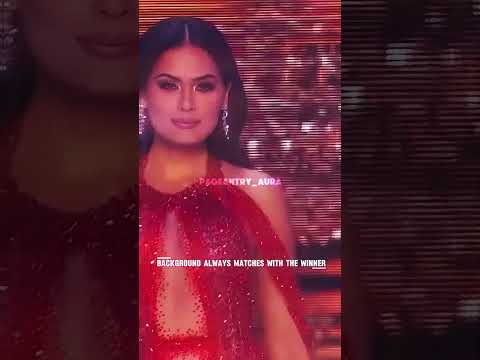 background matches with winner 😄 #rachelgupta #missuniverse #fashion #catrionagray