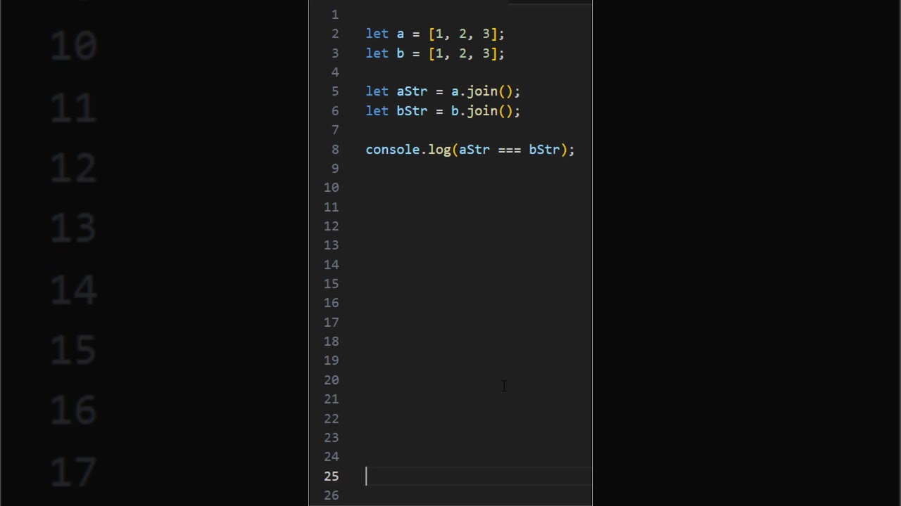 How to compare two arrays | One Minute Javascript | 1 Min JS | Quick JS | #shorts