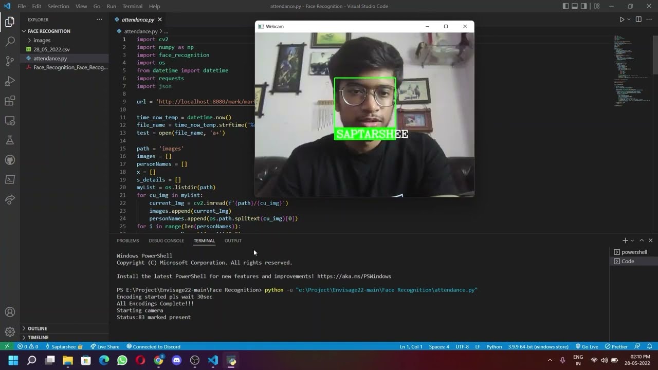 Smart Attendance System Demo | Python | NodeJS | HTML | CSS