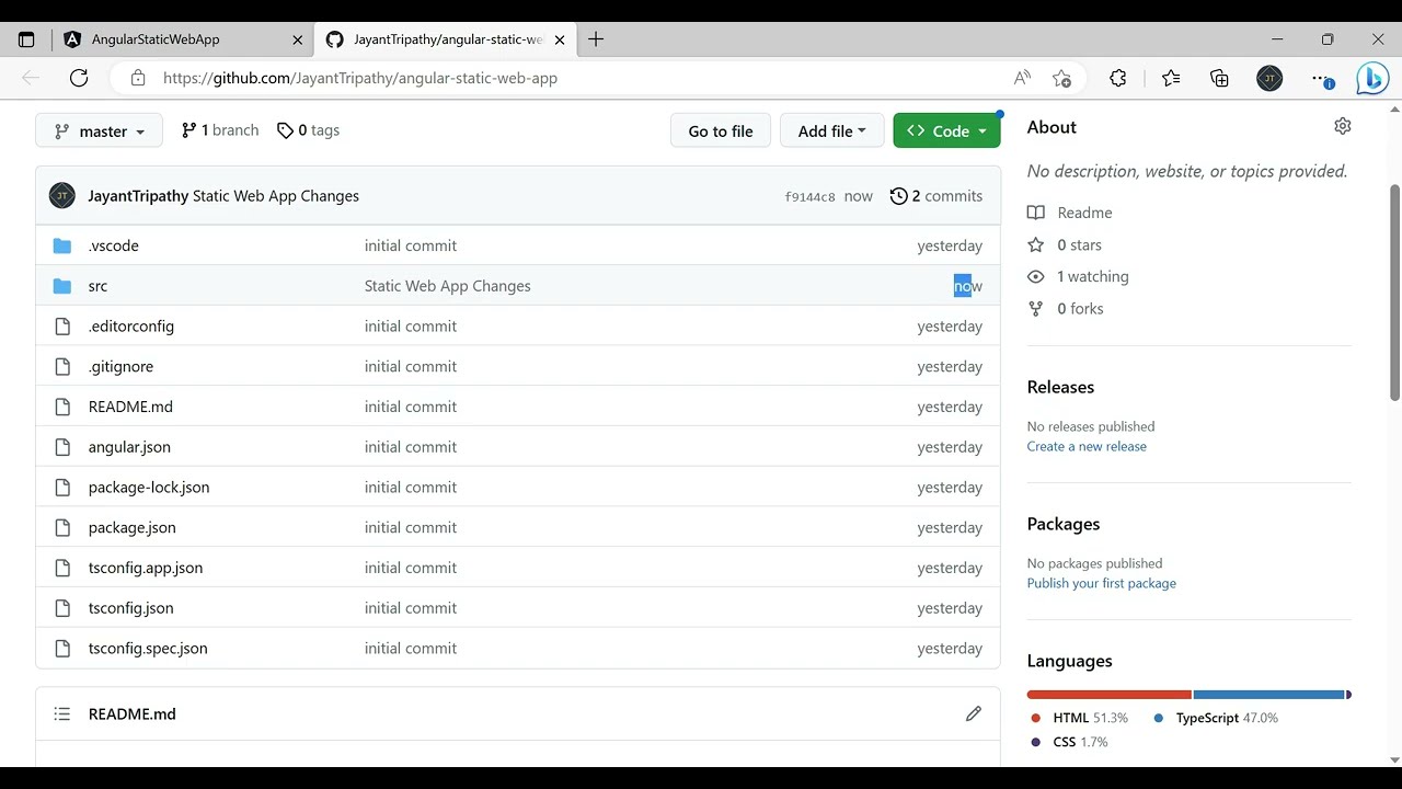 Angular App publish on GitHub using VS Code