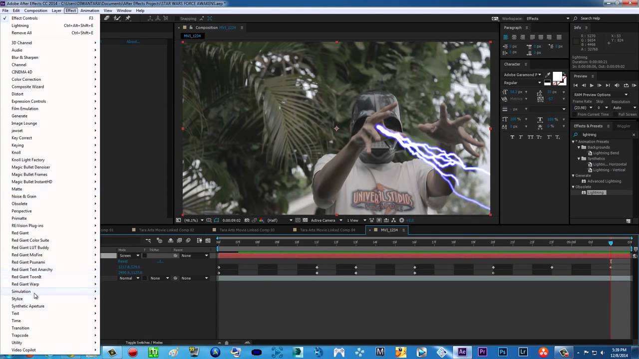 After Effects TUTORIALS   How to do STAR WARS Lightning Force Effect