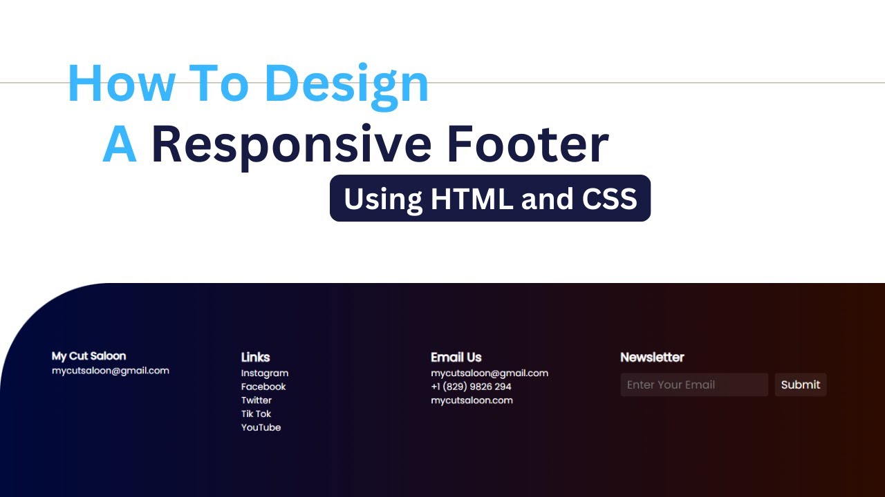 How to design a responsive footer using HTML and CSS | With Sourcecode | Bluebace