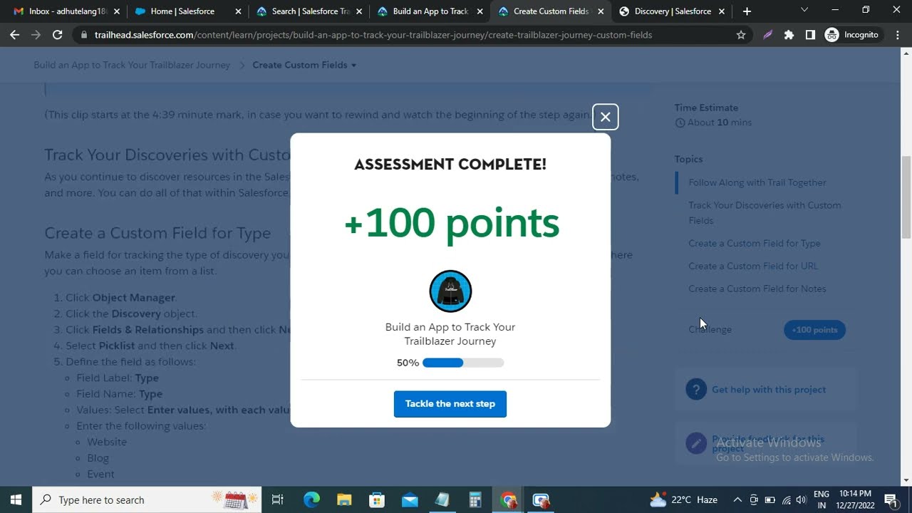 Create Custom Fields | Build an App to Track Your Trailblazer Journey