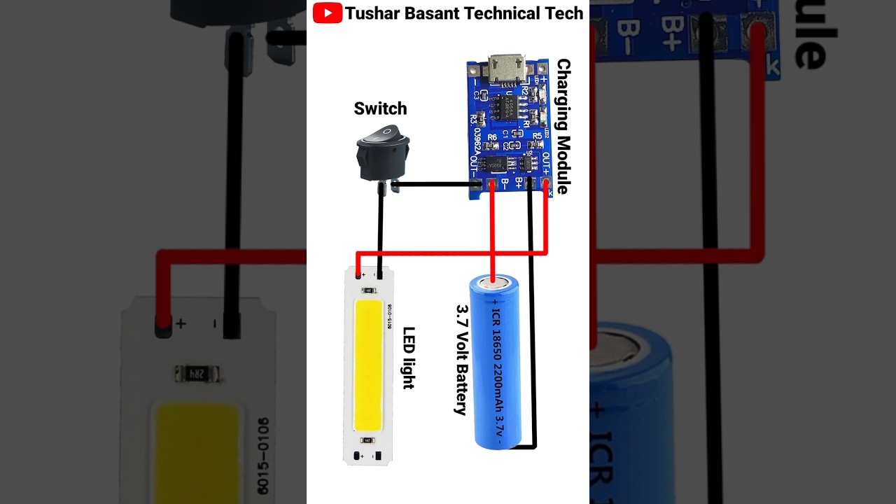 Rechargeable Torch LED light Connection DIY Project #shorts