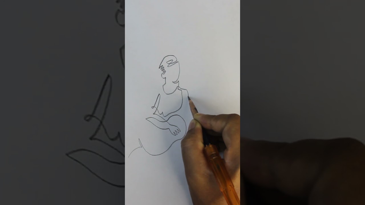 Drawing a Guitar Player with a Single Line | Easy One Line Drawing Tutorial #oneline #art