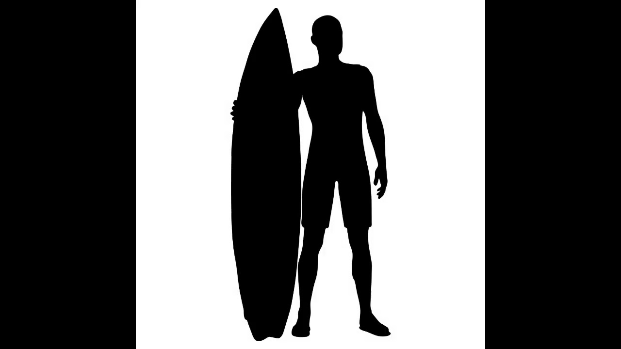 Surfer with Surfboard Silhouette : Stock Vector (Royalty Free) 021515