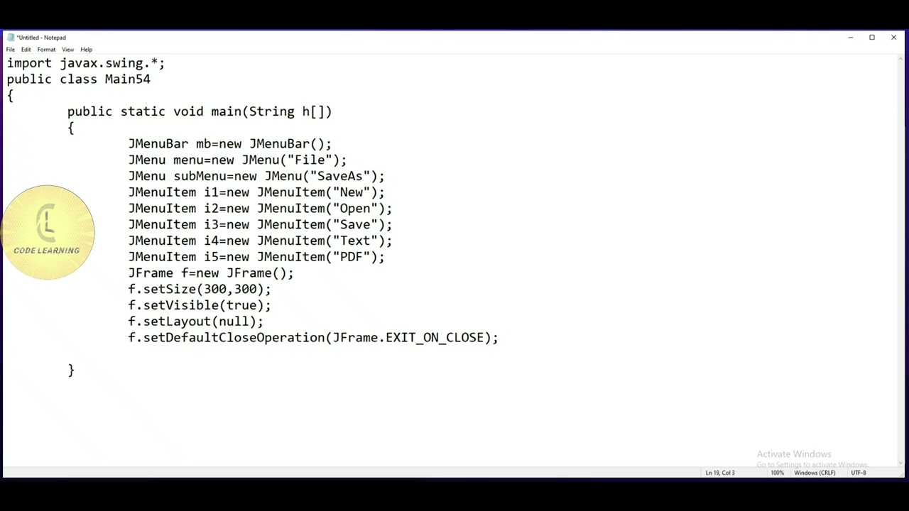 Java | Swing class 'JMenu #2' | CodeLearning
