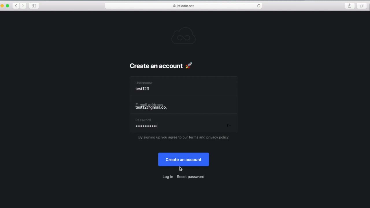Create JSFiddle Account
