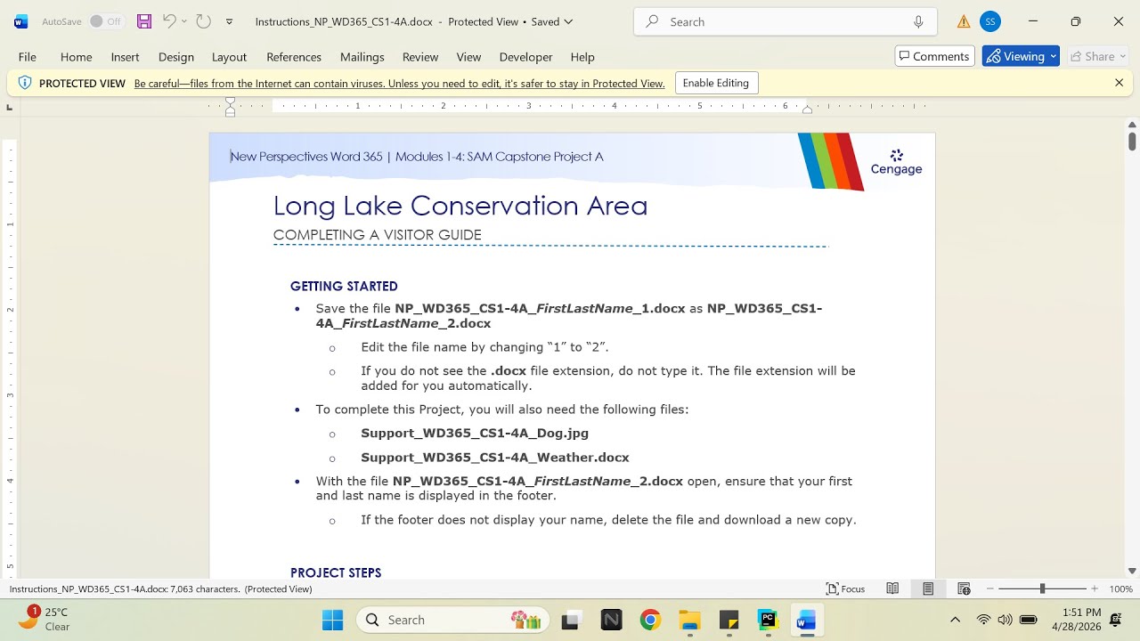 New Perspectives Word 365 | Modules 1-4: SAM Capstone Project A Long Lake Conservation Area