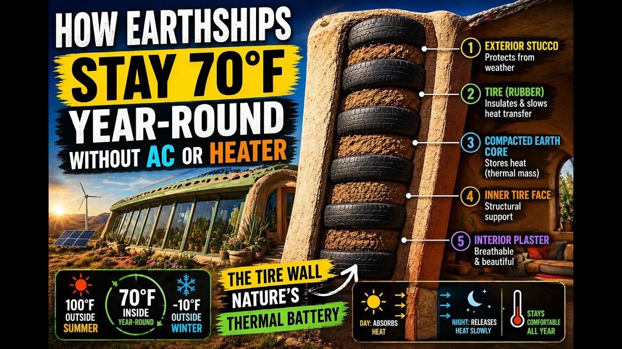 Your Walls Are Your AC — How Earthships Stay 70°F Year-Round With Zero Energy Bills