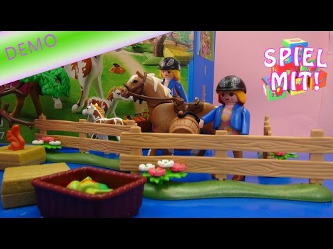 Playmobil Reiterhof Pferdekoppel - Pferde satteln und füttern 5227 Demo