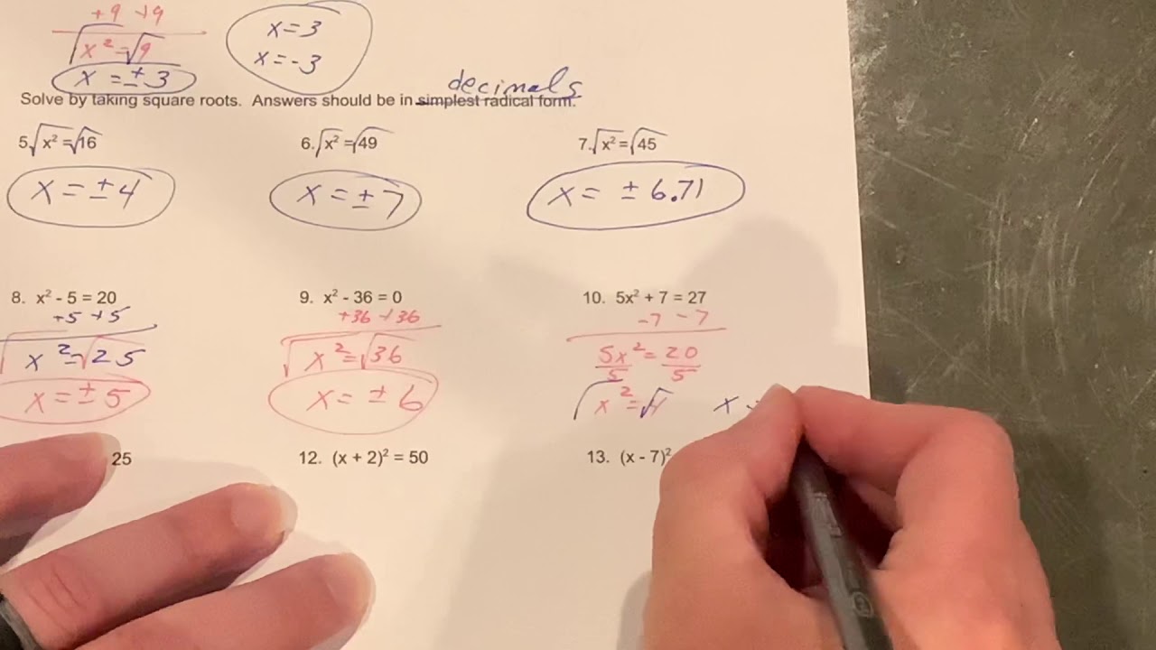 Guided Learning: Solve with Square Roots