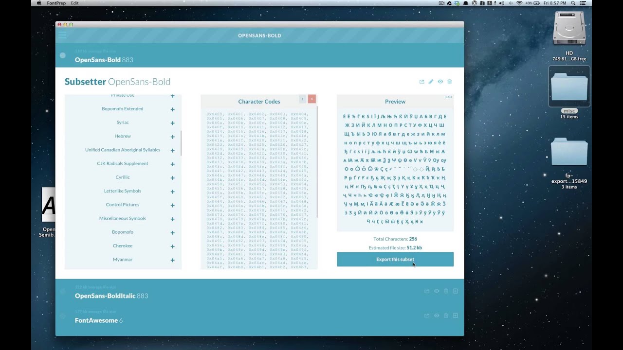 FontPrep v2 - Subsetter