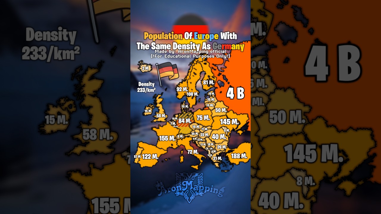 Population of Europe with the same density as Germany | #europe #map #mapping #mapper #germany
