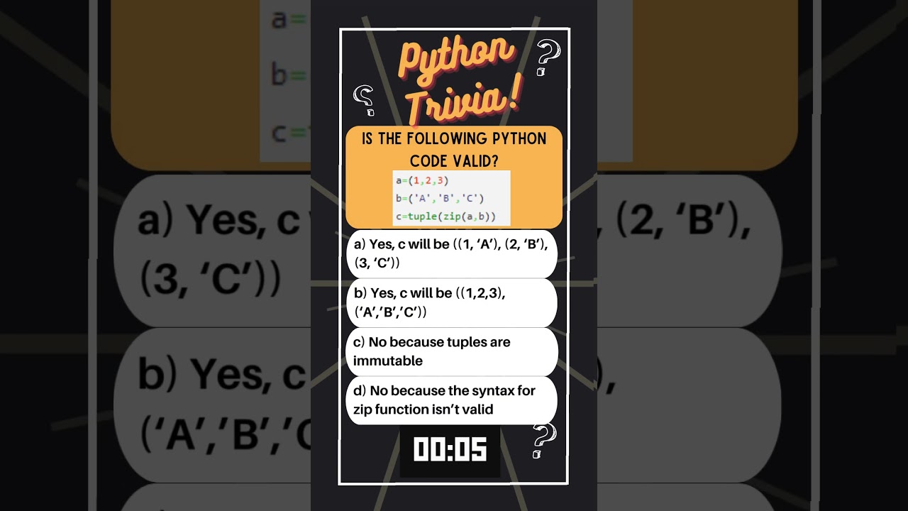 Python Trivia   Tuple 20 #coding #python #techcommunity #shorts #trending #viral #datascience