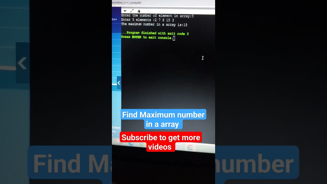 C++ program to find maximum number in  array #leetcode #coding #cplusplus #hackerrank #cprogramming