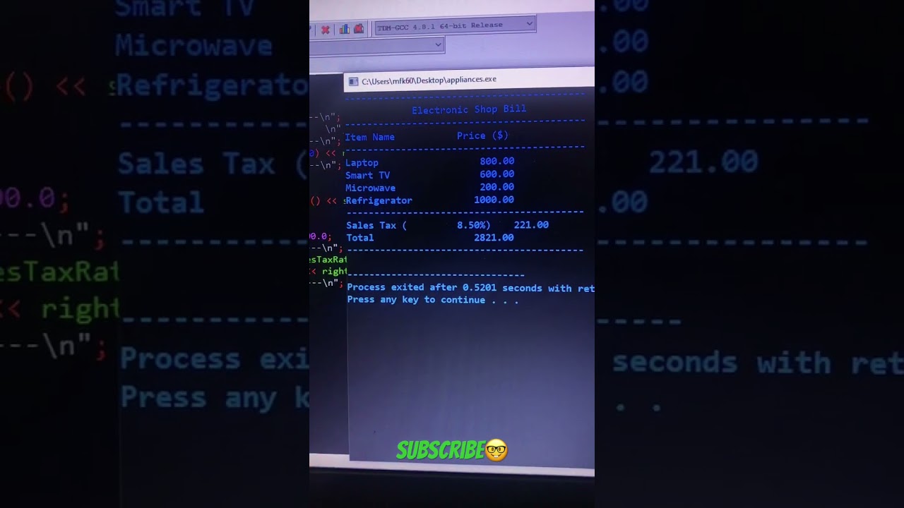 appliance bill in c++ IDE dev c++#cppprogramming #codingtime #codinglife
