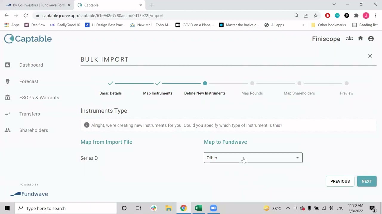 Import a Captable on Fundwave