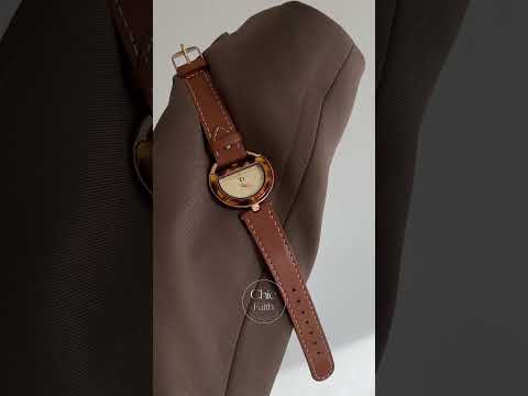 Chic Style Red/Brown Genuine Leather Women's Watches