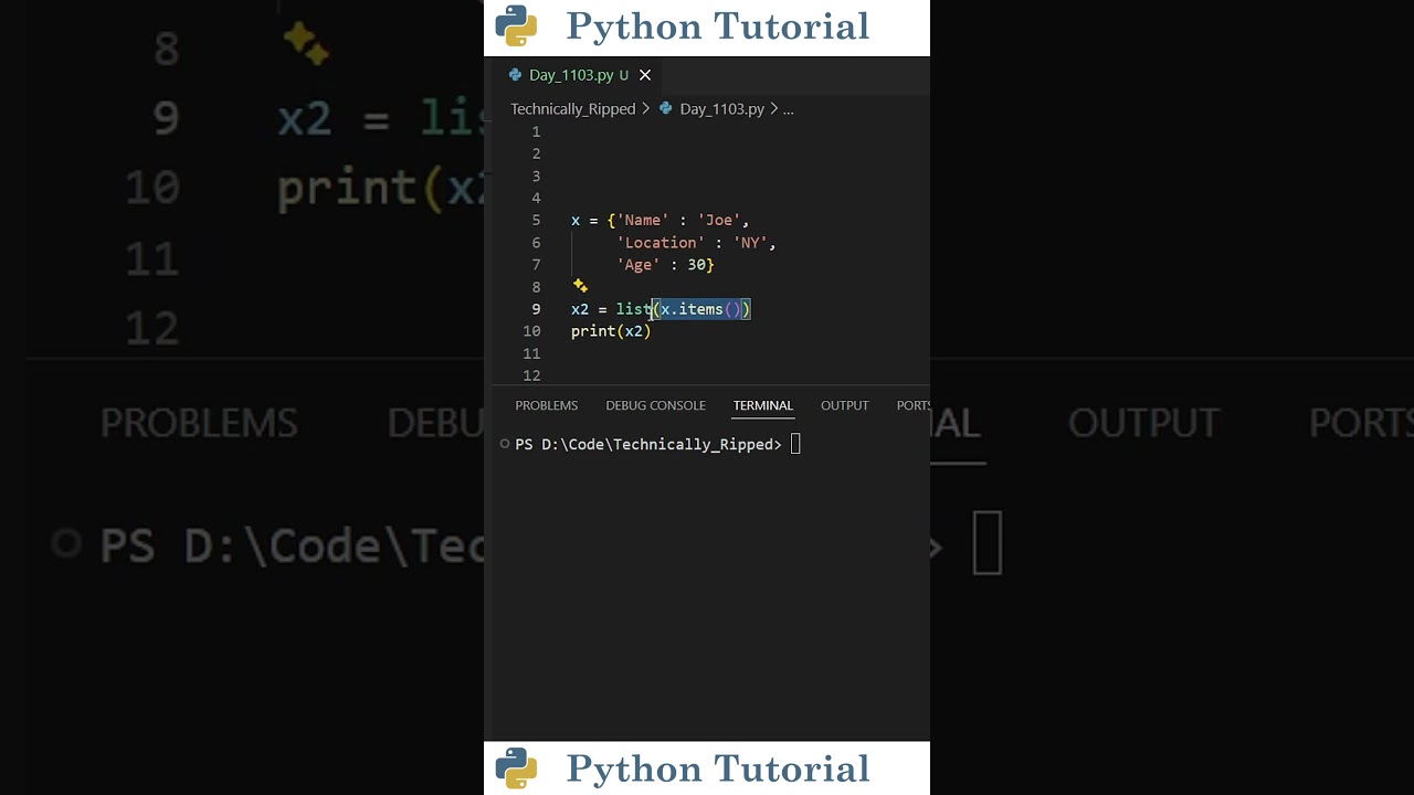 Convert a Python Dictionary to a List | Python Tutorial
