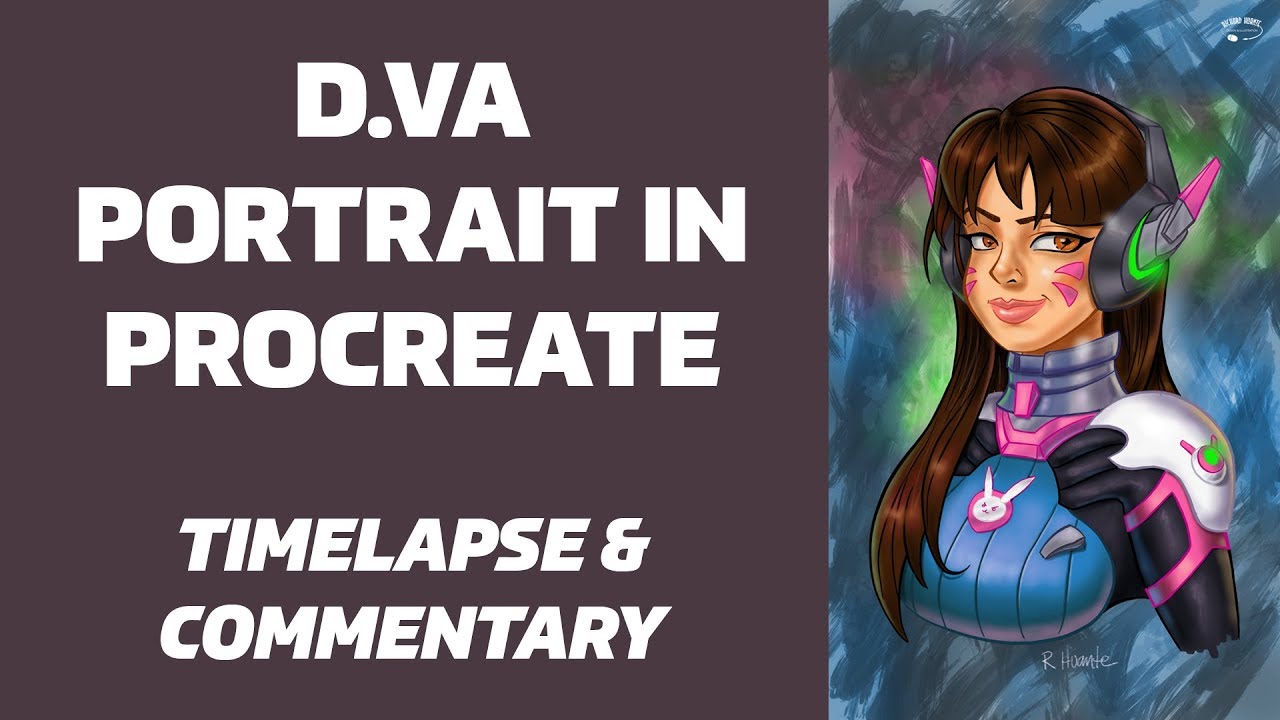 D.Va Portrait in Procreate (Timelapse & Commentary)