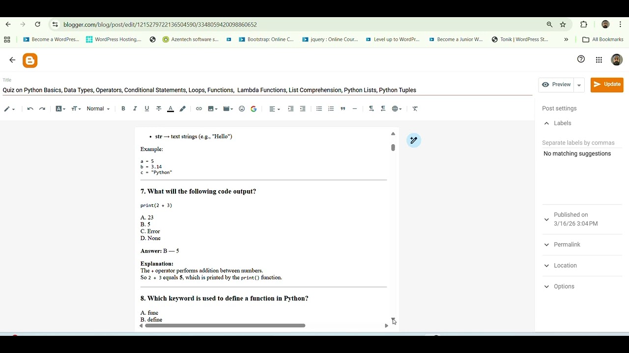 GaganData Solutions Quiz on Python basics