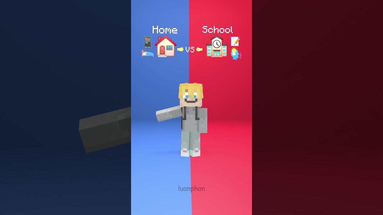 2 | (Remake) At home or go to school 🏠🏫 #Shorts #luanphan
