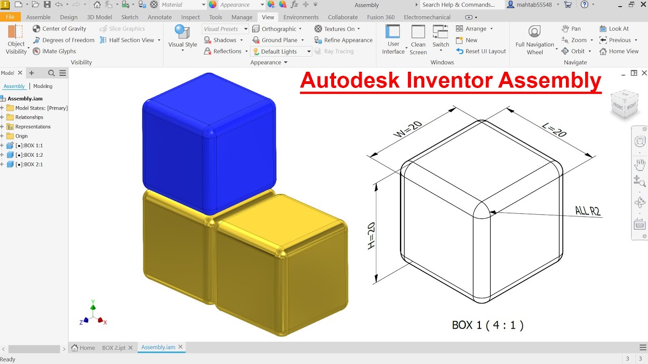 Basic Assembly in Autodesk Inventor 2023