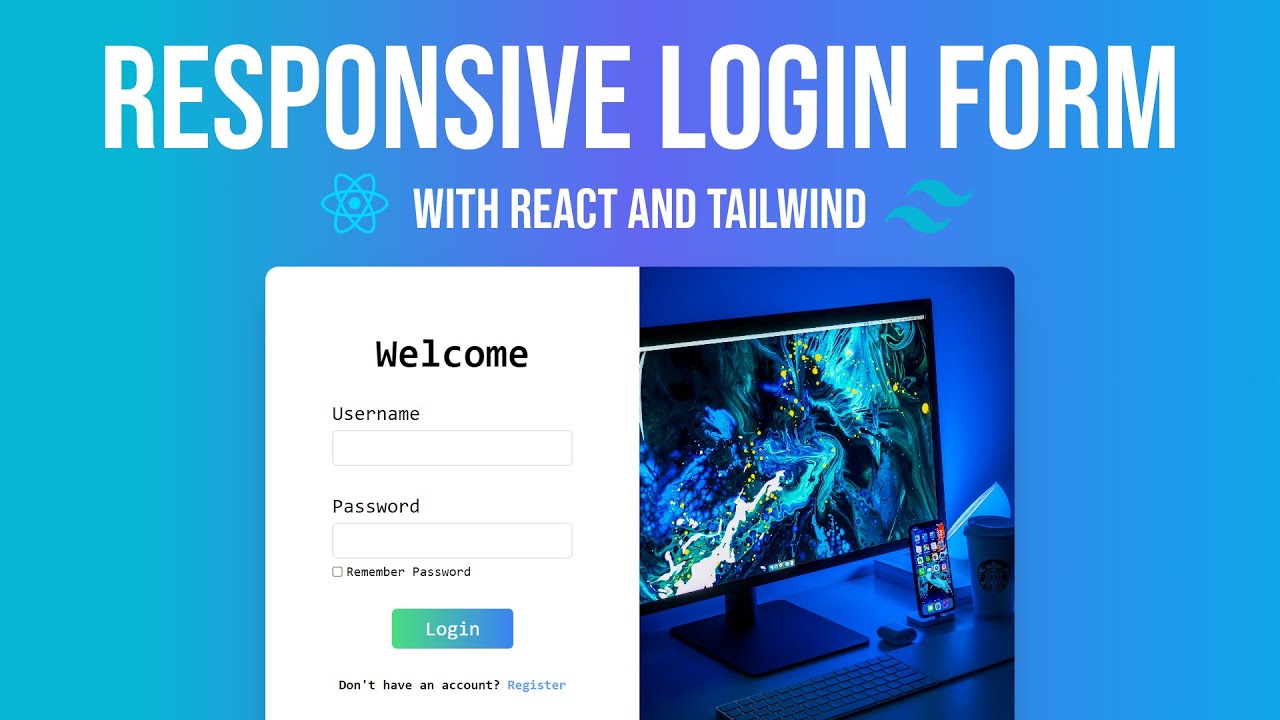 Responsive Modern Login Form Using React & Tailwind