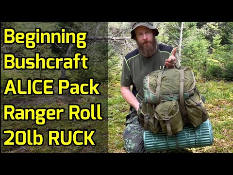 Vintage Military 20lb Bushcraft Kit ALICE pack, Ranger Roll sleep system, REUPLOAD
